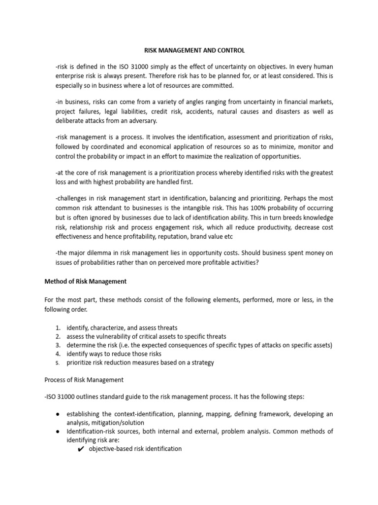 Risk Management and Control | PDF | Risk Management | Risk Risk Management and Control | PDF | Risk Management | Risk