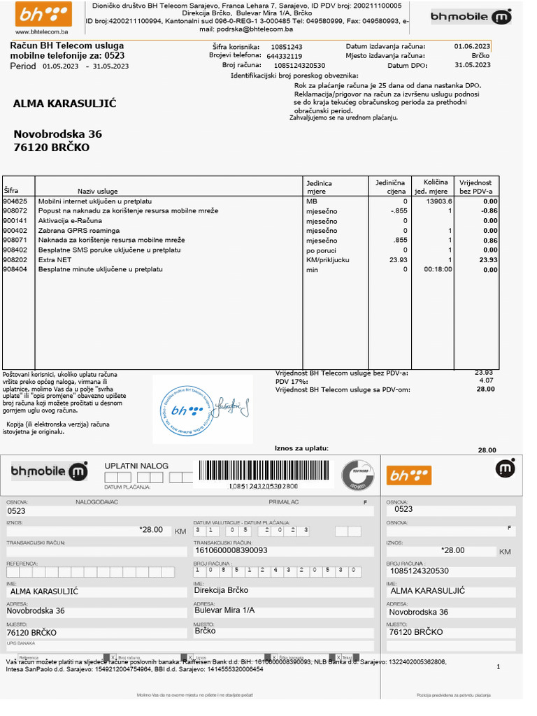 BHT Racun 01.05.2023 | PDF