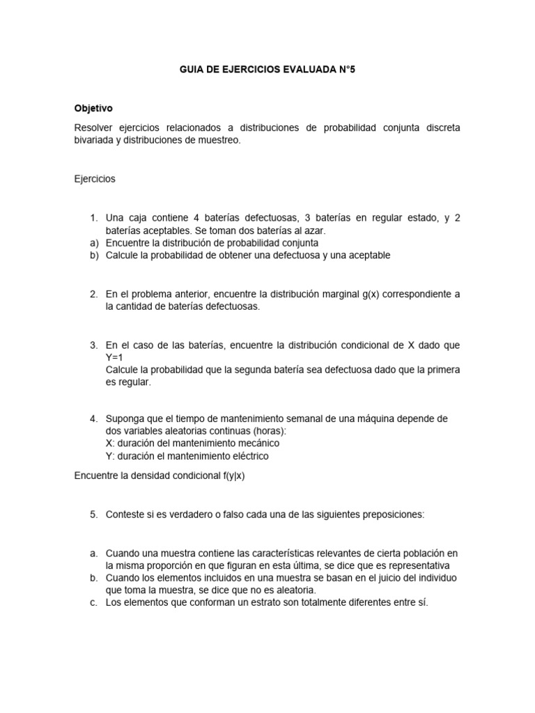 Guía de Ejercicios Evaluada 5 | PDF