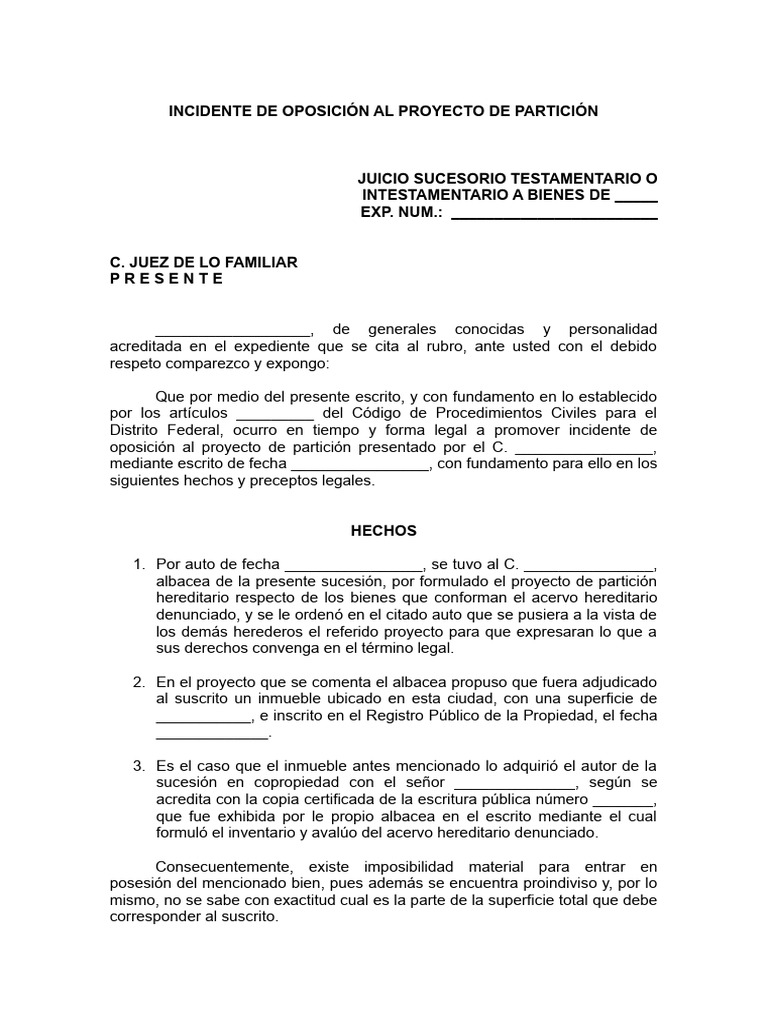 Incidente de Remocion de Albacea Proyecto | PDF | Justicia | Crimen y ... Incidente de Remocion de Albacea Proyecto | PDF | Justicia | Crimen y ...