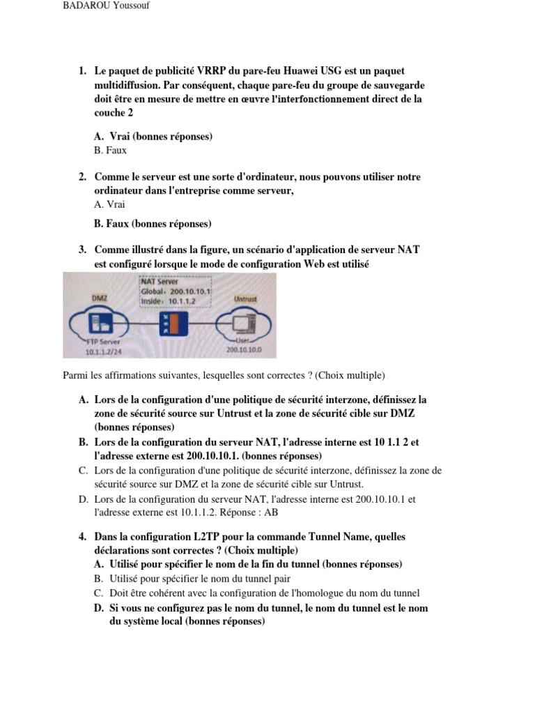 QCM Securite 1 | PDF | Réseau privé virtuel | Pare-feu (informatique)