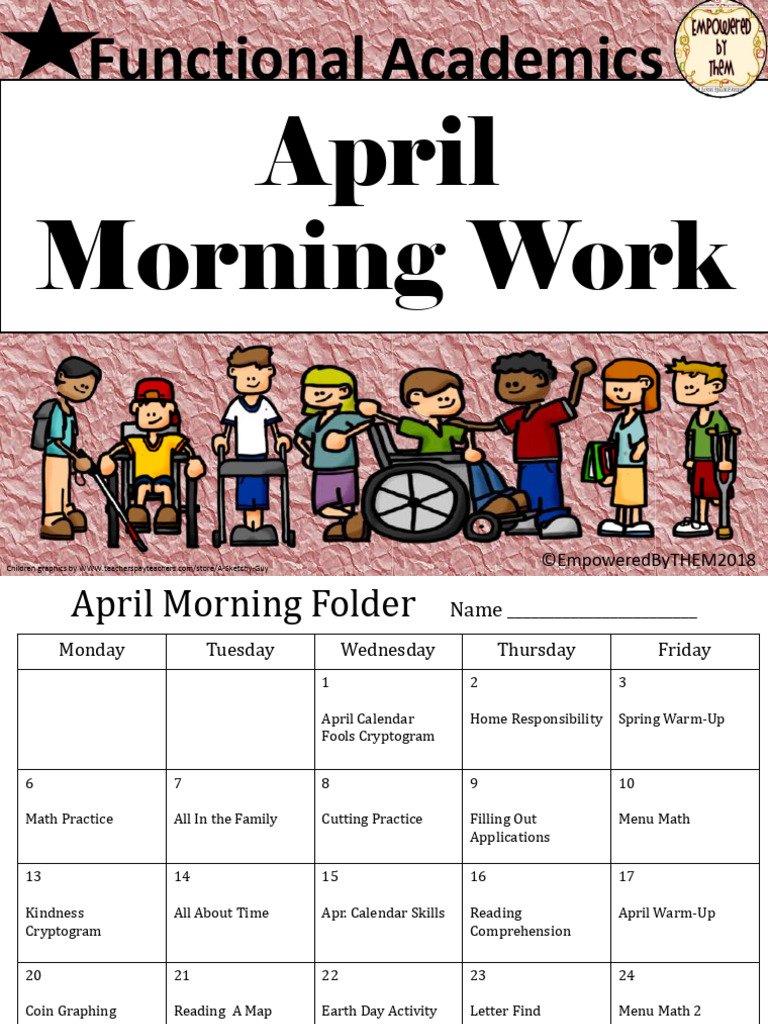 Functional Academics: April Morning Work | PDF