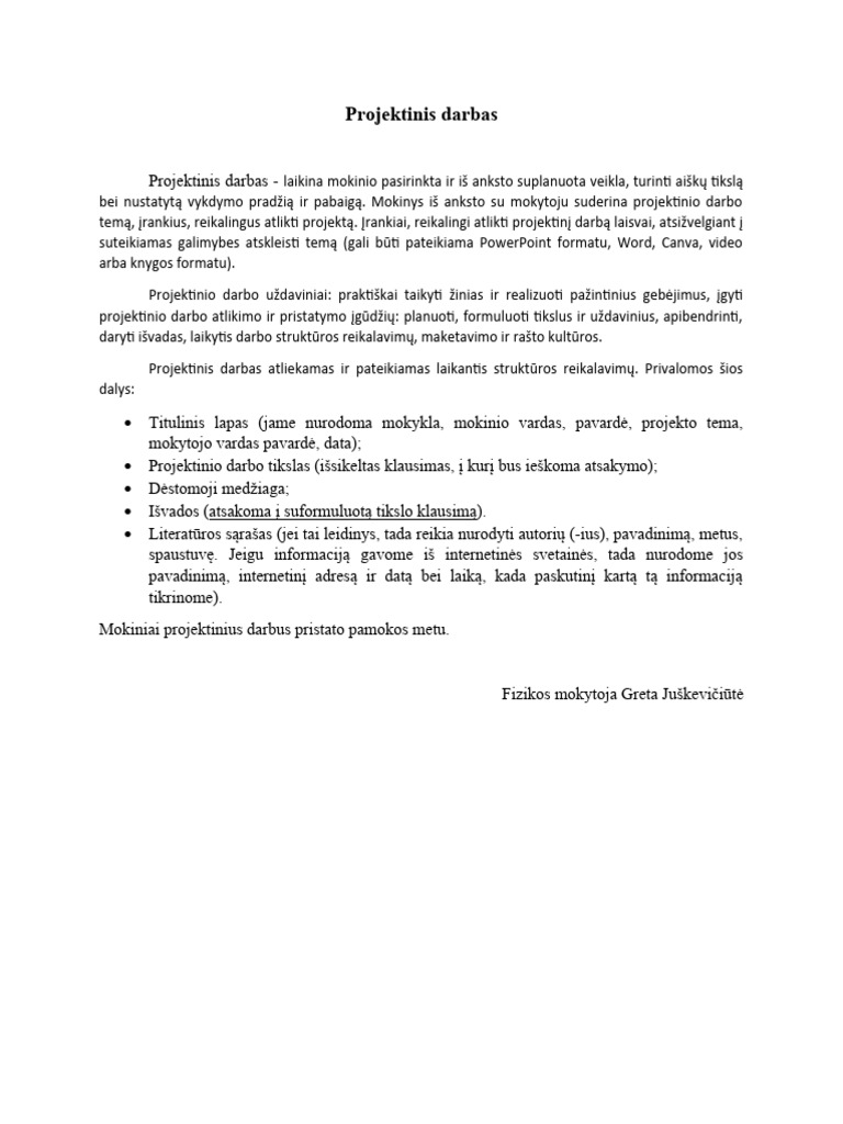 Projektinis Darbas | PDF