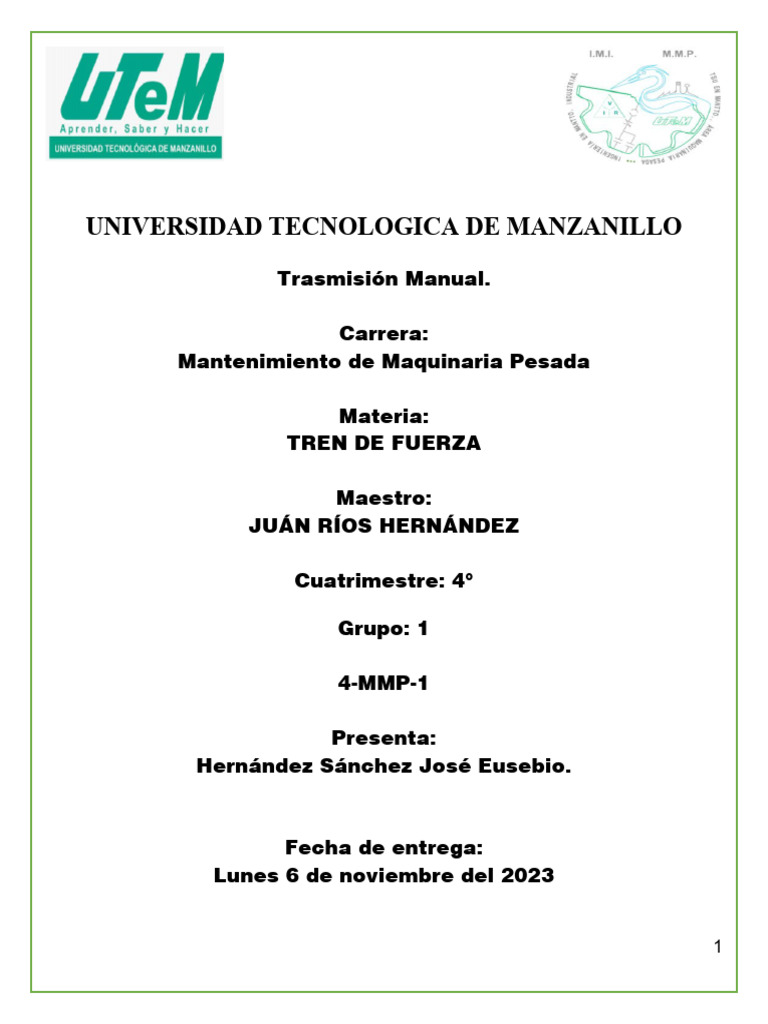 Tren de Fuerza - Trasmicion Manual - Jose Eusebio - 4-MMP-1 | PDF ...