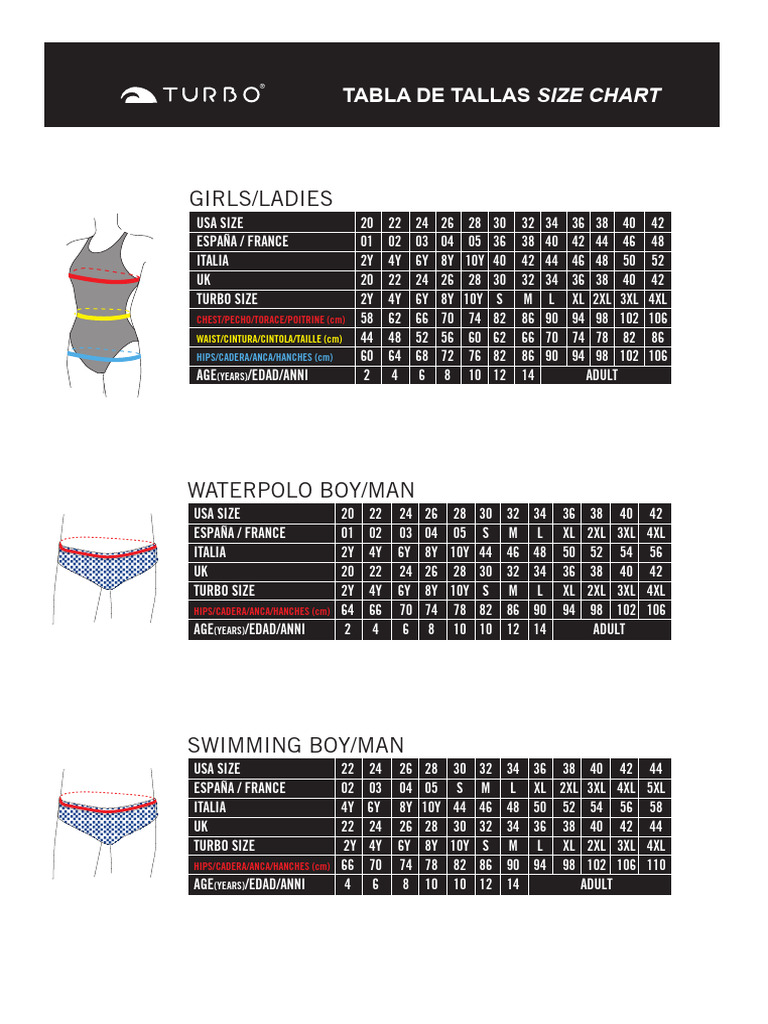 Swimwear Size Conversion Chart | PDF