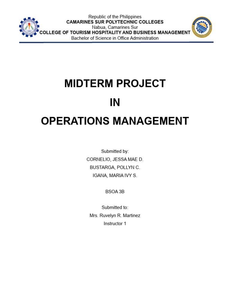 Midterm Project in Operational Management | PDF | Food Industry ...