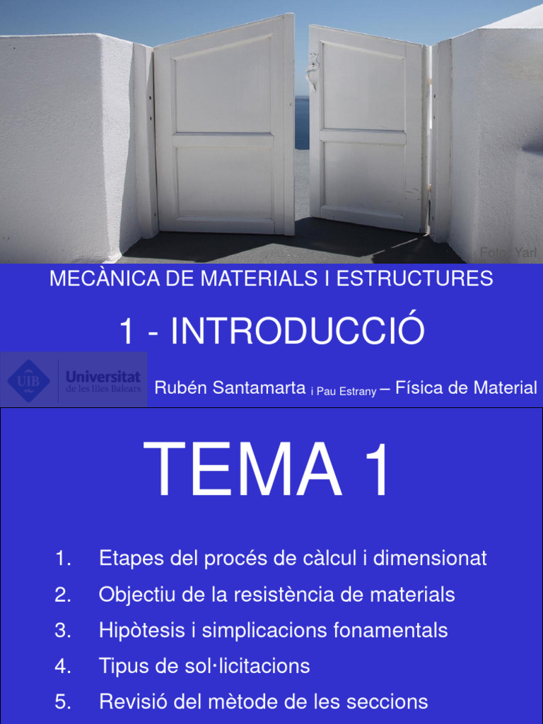 Tema 1 - Introduccio A La Resistencia de Materials | PDF Tema 1 - Introduccio A La Resistencia de Materials | PDF