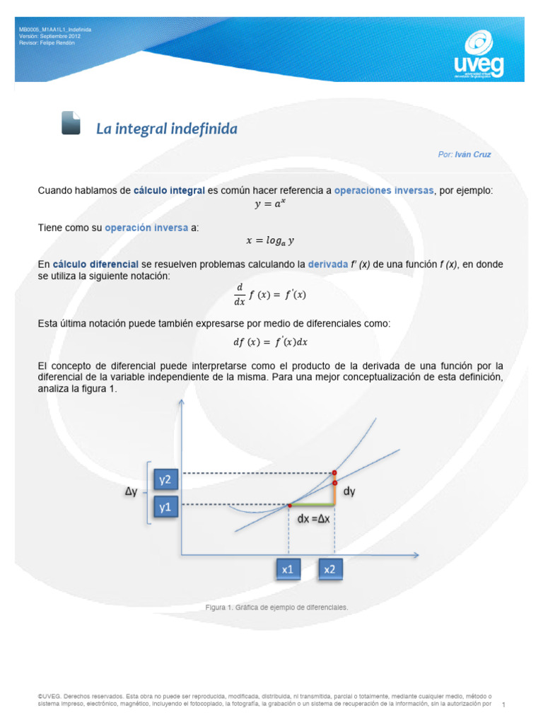 U1 La Integral Indefinida | PDF | Derivado | Integral