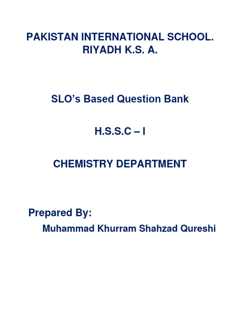SLO's Based Question Chem XI | PDF | Chemical Bond | Gases