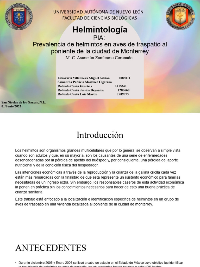 Helmintología PIA | PDF | Bienestar