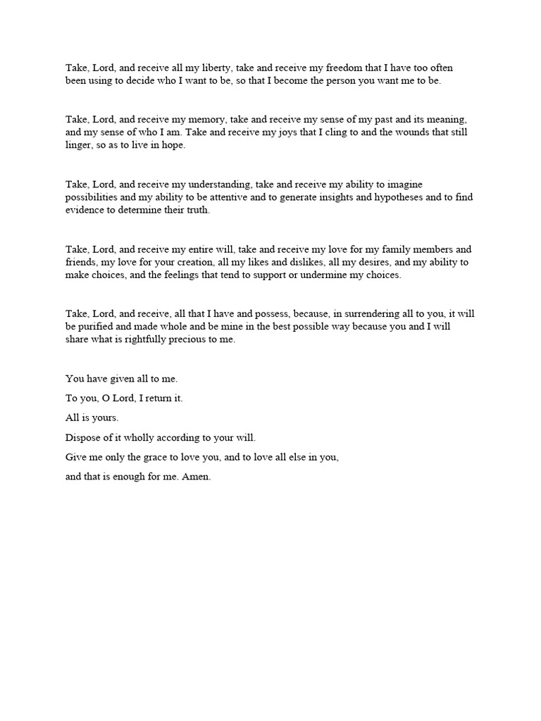 Suscipe Prayer: A Surrender to God | PDF | Religion & Spirituality