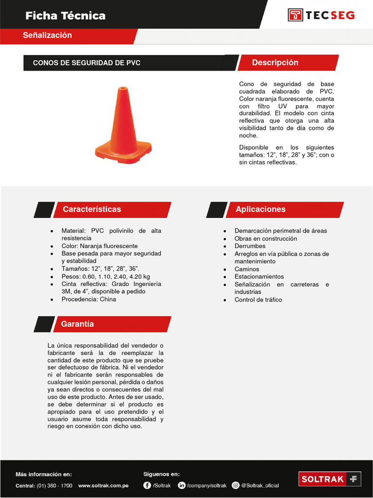 117184 Conos de Seguridad de PVC TECSEG | PDF
