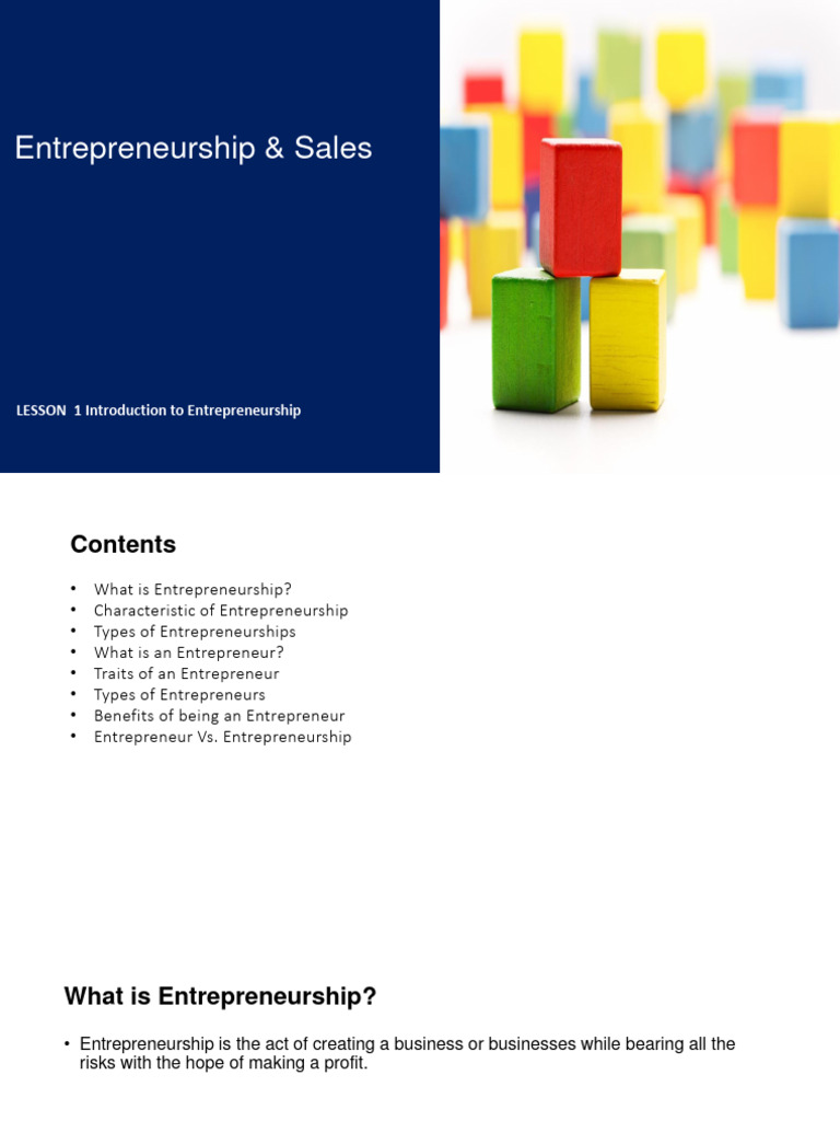 L1 Introduction To Entrepreneurship | PDF | Entrepreneurship | Startup ...