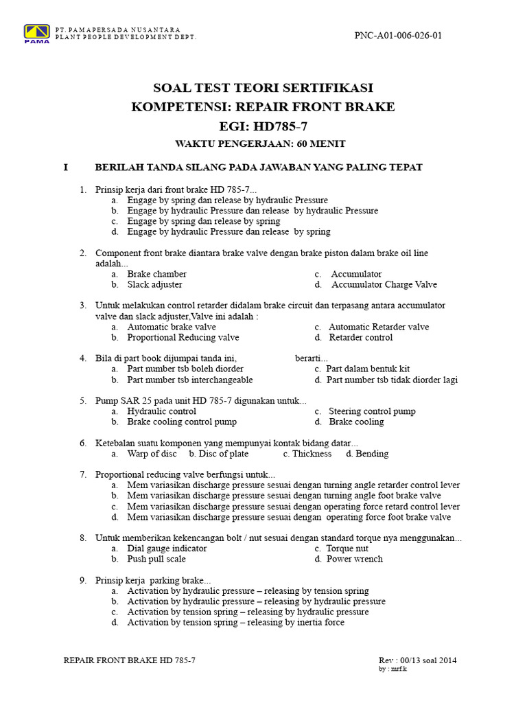 Repair Front Brake HD785-7 Ver | PDF