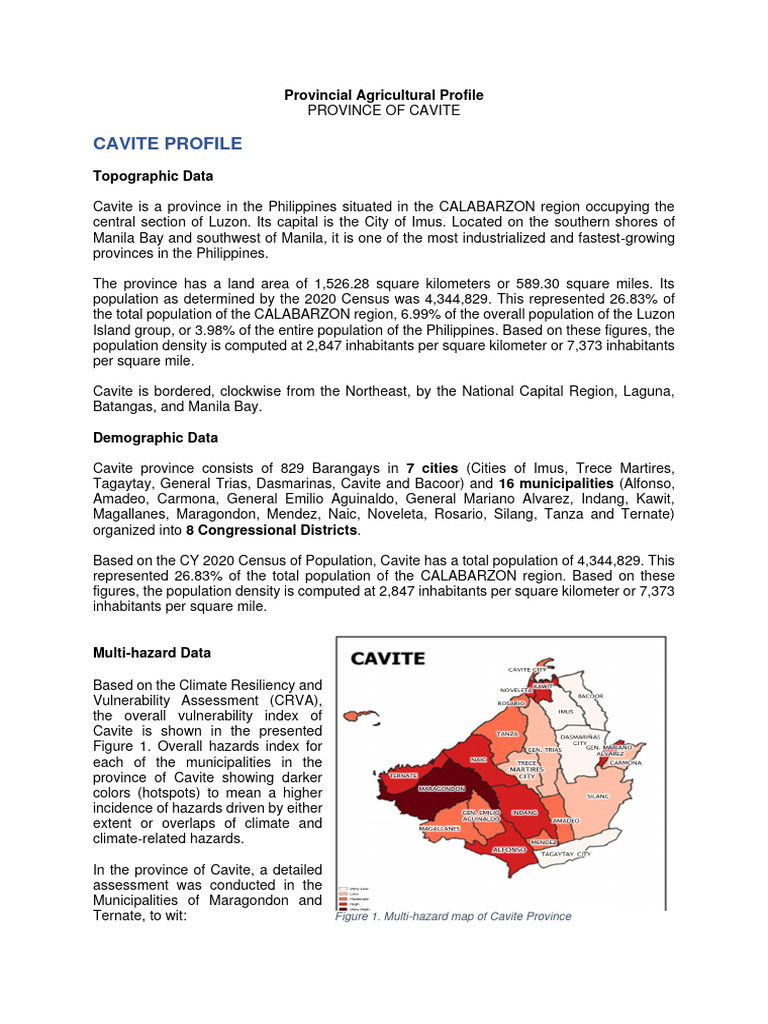 Cavite Provincial Agricultural Profile | PDF