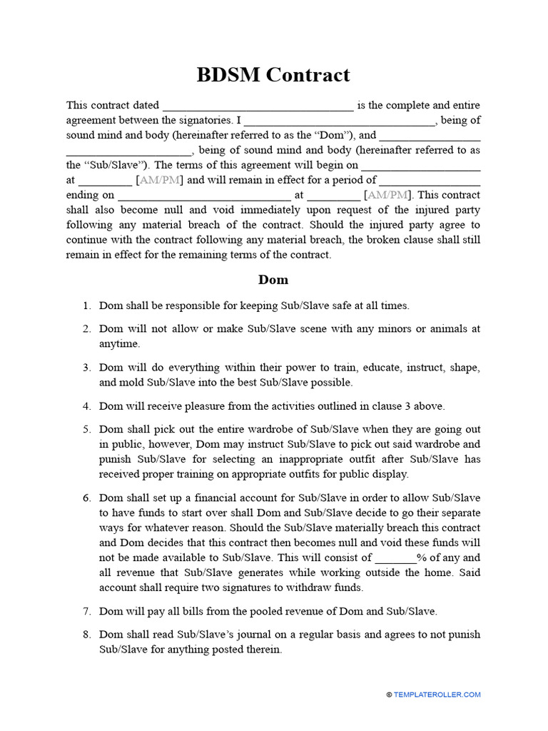 Main - BDSM Contract Template | PDF