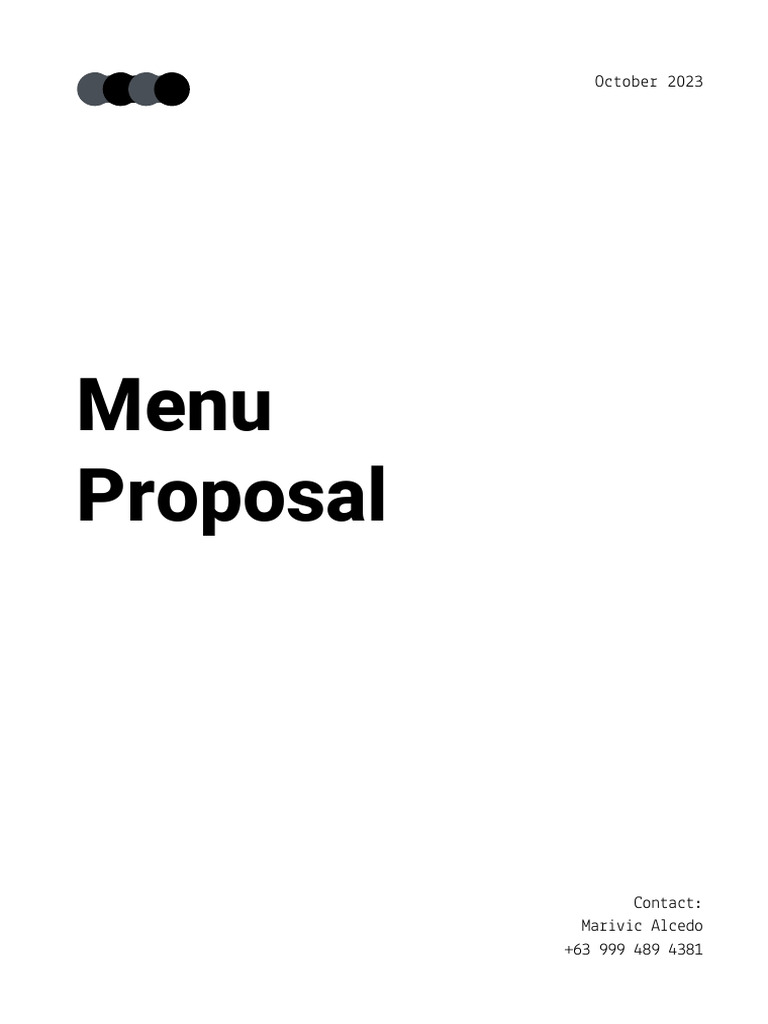 Menu Proposal | Download Free PDF | Meal | Food Safety