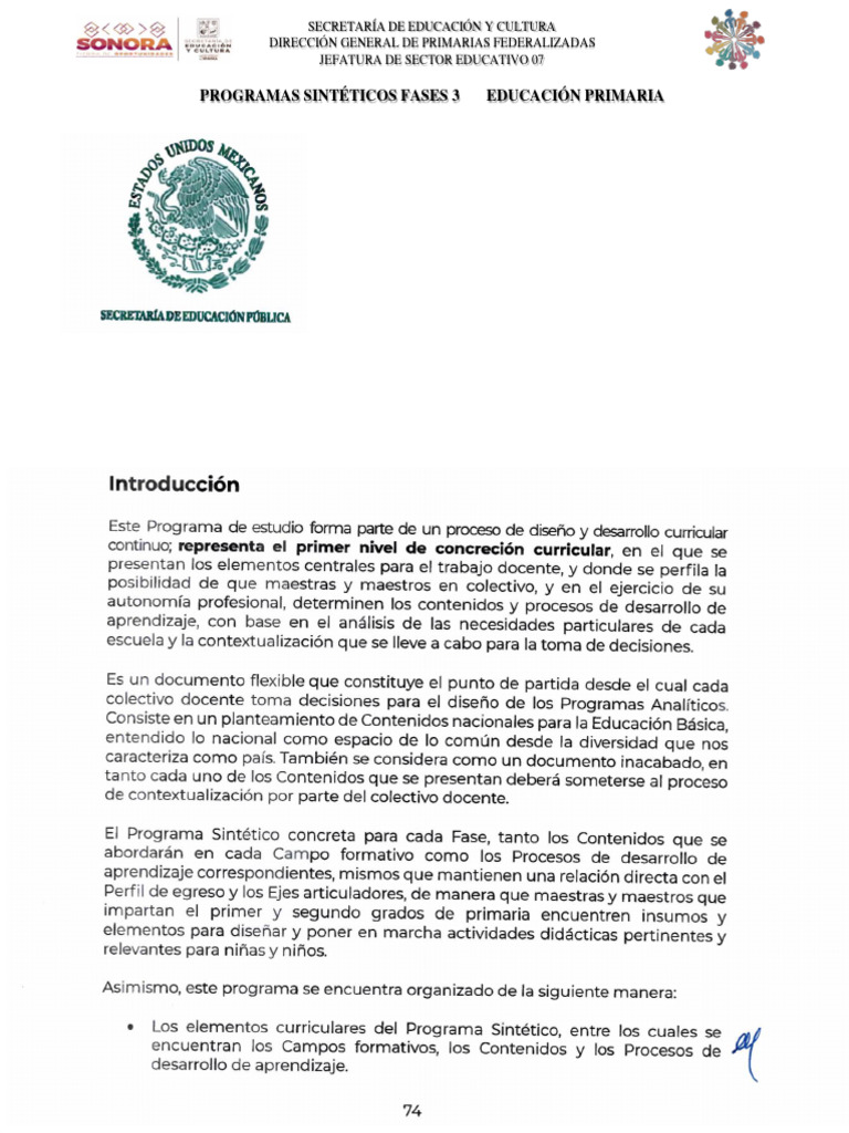Programas Sinteticos de Primarias Fase 3 Primero y Segundo | PDF