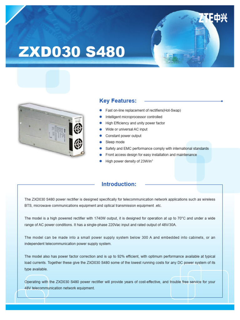 ZXD030 S480 Product Introduction - EN | PDF