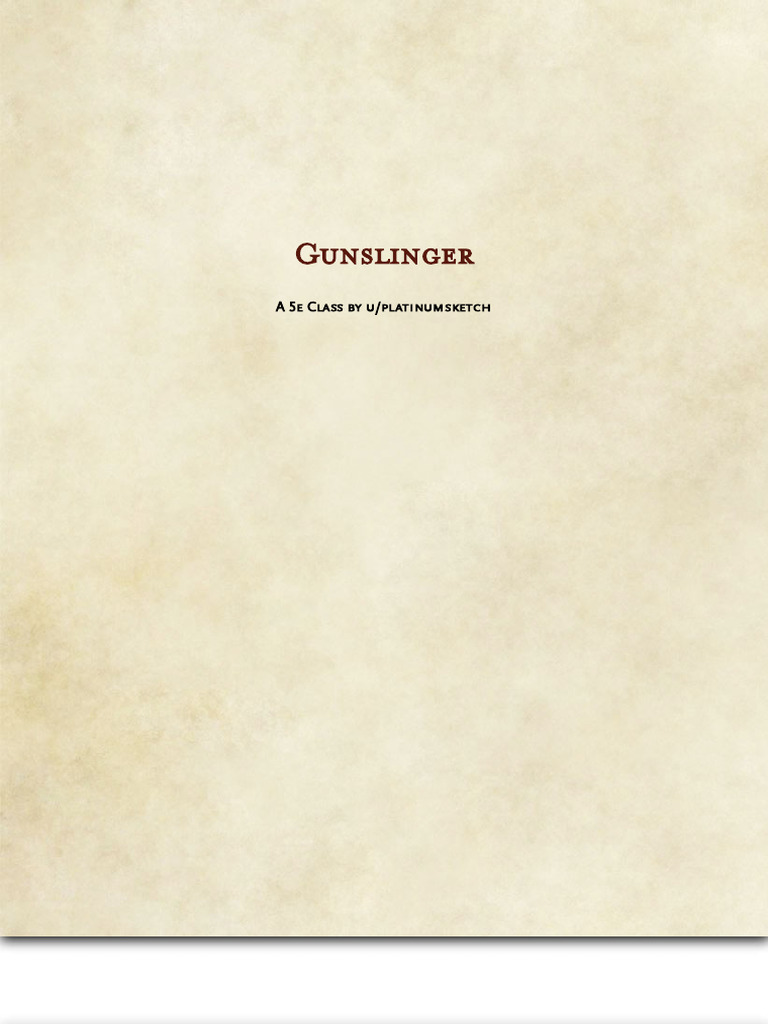 Gunslinger 5e Class - GM Binder | PDF