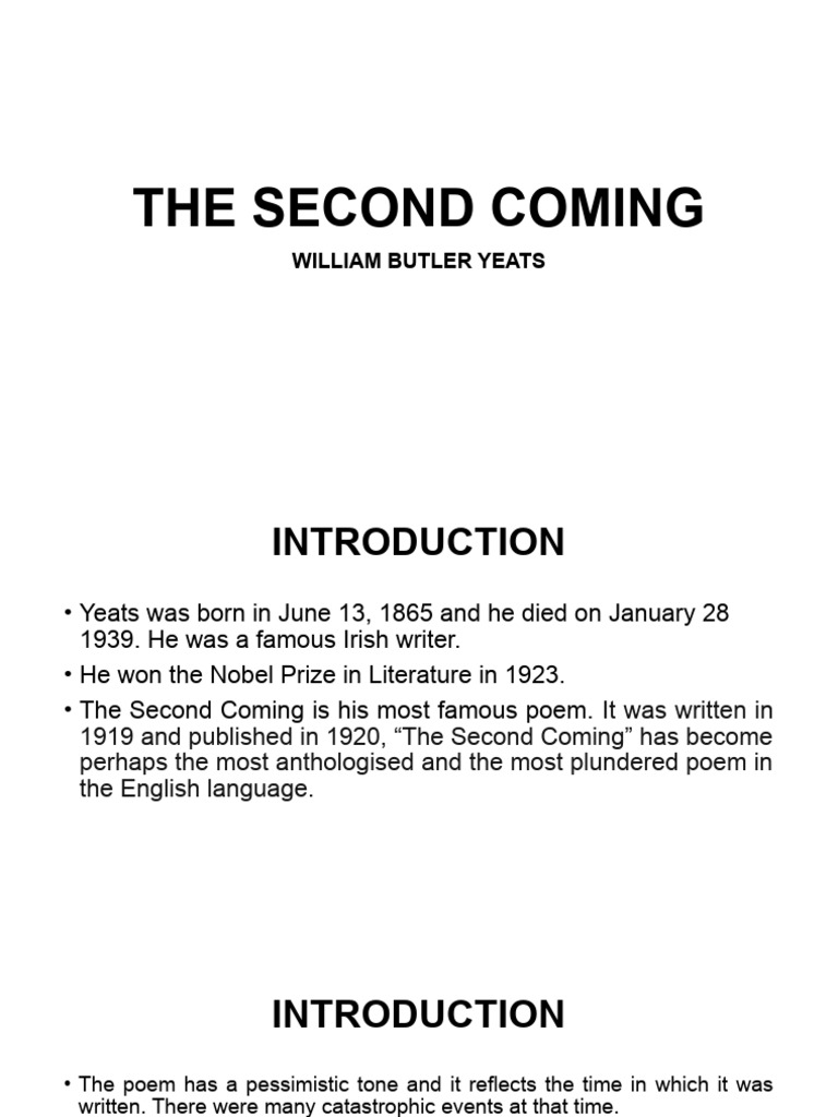 The Second Coming - Yeats | PDF | Second Coming