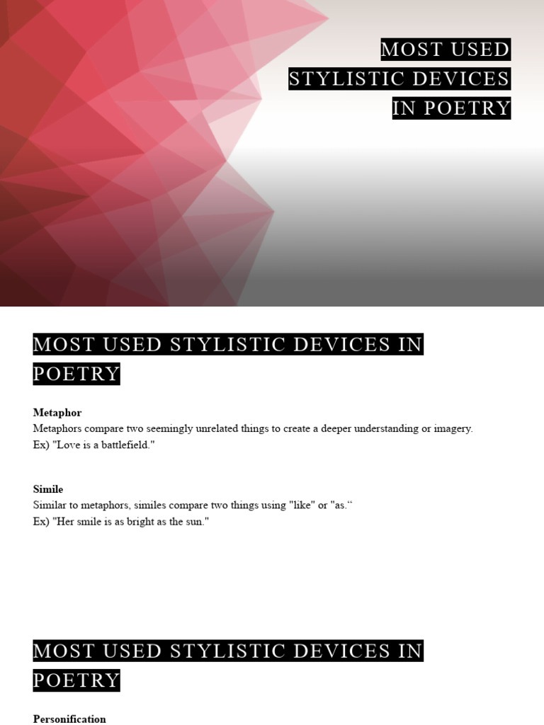 3 - Most Used Stylistic Devices in Poetry | PDF