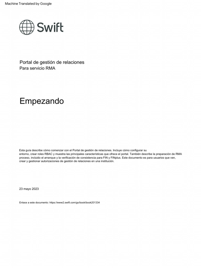 Guía del Portal RMA de SWIFT | PDF | Arranque | Usuario (informática)