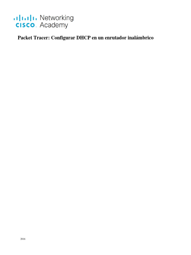 11 2 3 Packet Tracer Configure Dhcp On A Wireless Router Ilm Pdf