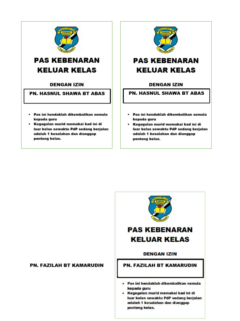 Pas Keluar Kelas | PDF