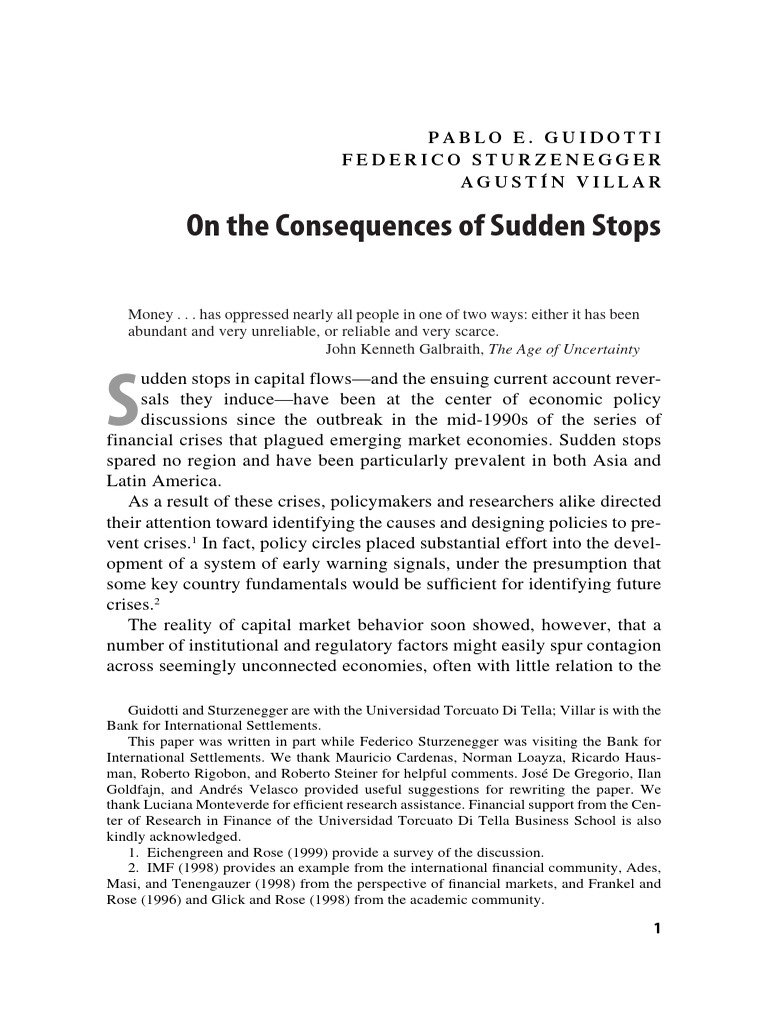 On The Consequences of Sudden Stops en Economia | PDF | Economic Growth ...