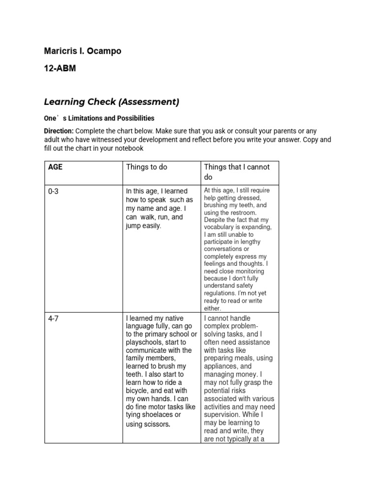 Assessing Personal Growth and Limitations | PDF | Transcendence ...