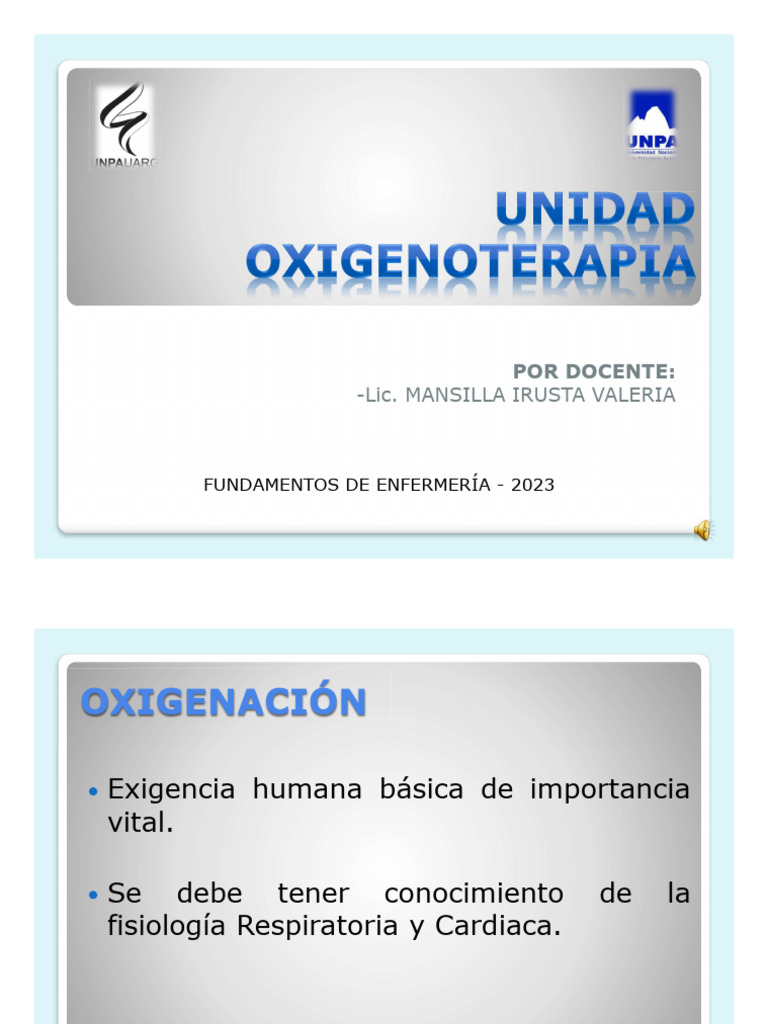 Clase Oxigenoterapia 2023 | PDF | Pulmón | Sistema respiratorio