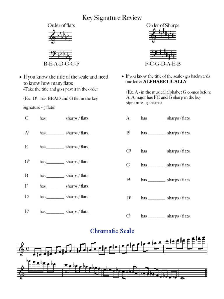 Key Signature Review - Flute | PDF