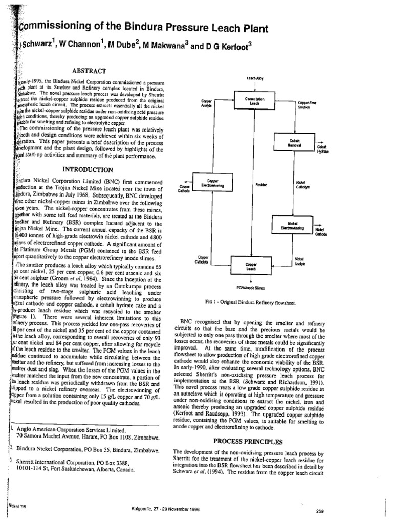 Commissioning of Bindura Pressure Leach Plant | PDF