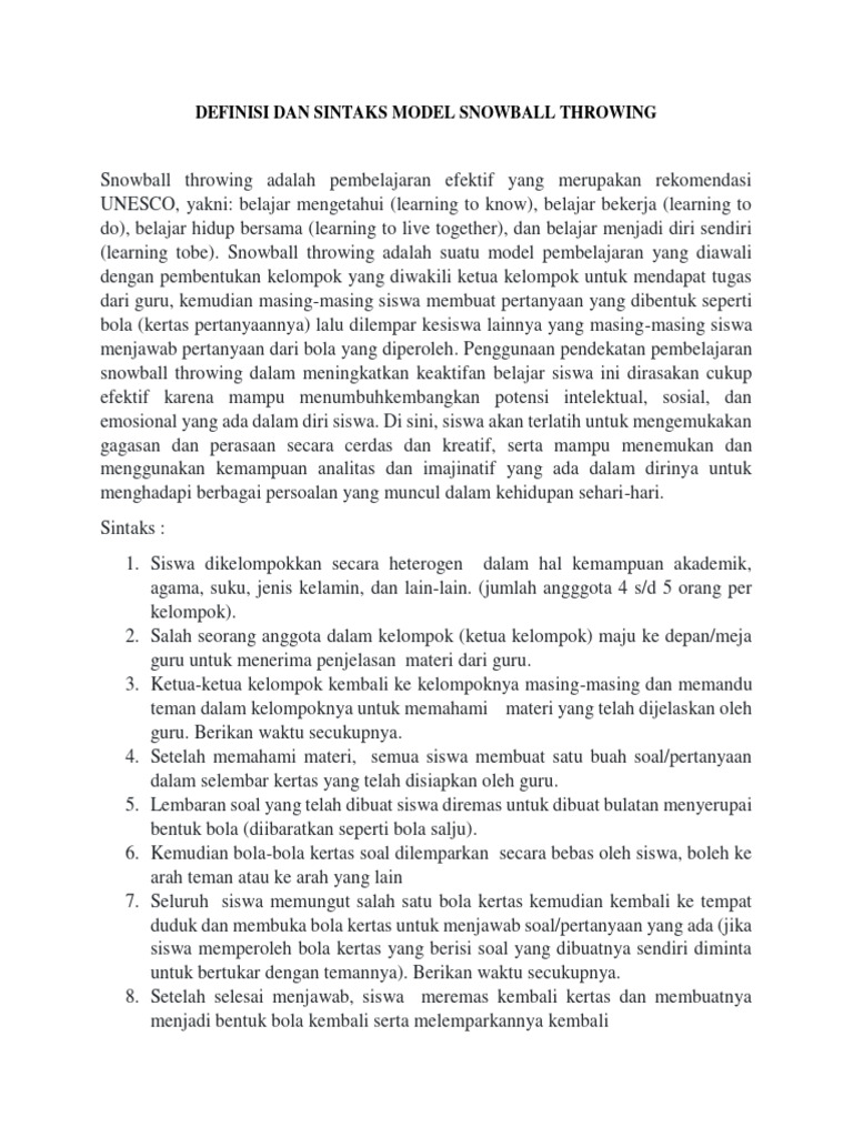 Definisi Dan Sintaks Model Snowball Throwing | PDF