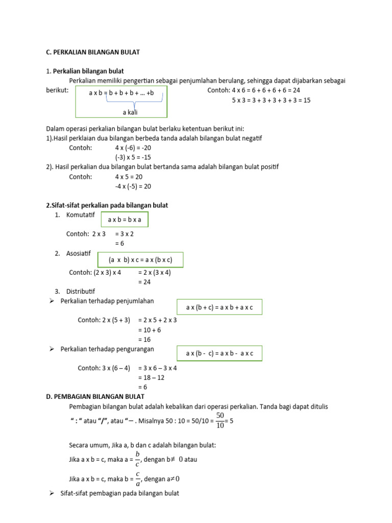 Bilangan Bulat (Perkalian Dan Pembagian) | PDF
