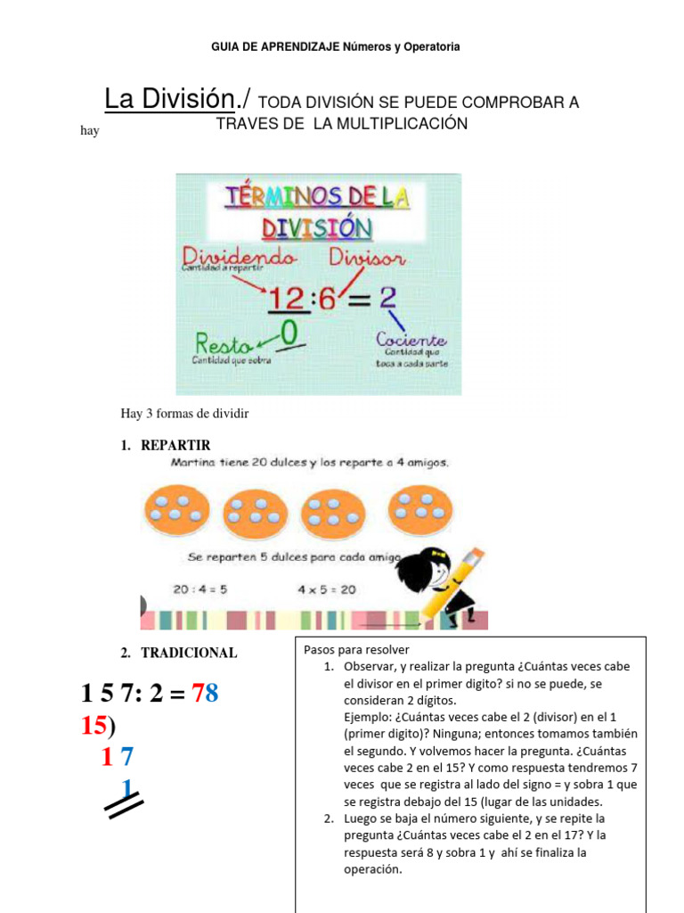 Guía Básica de División para Niños | PDF | División (Matemáticas ...