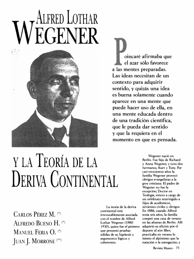 Alfred Lothar Wegener LA DERIVA CONTINETAL | PDF | Historia