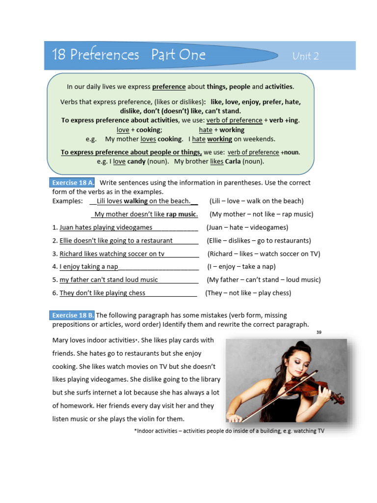 18 Preferences Part OneUnit 2 | PDF