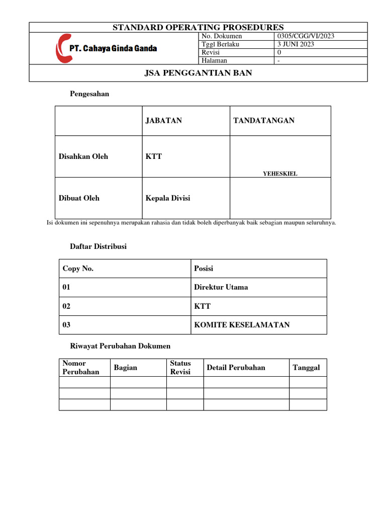 JSA PENGGANTIAN BAN | PDF