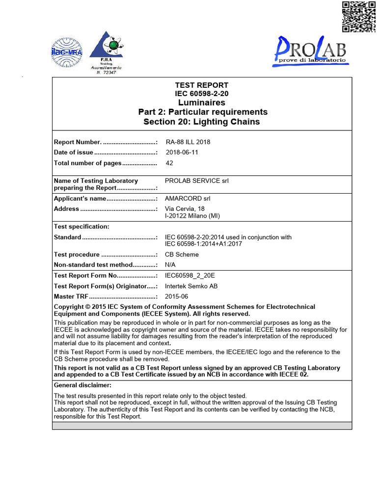 Test Report Belt With 100 Lamp Holder Amarcords | PDF | Insulator ...