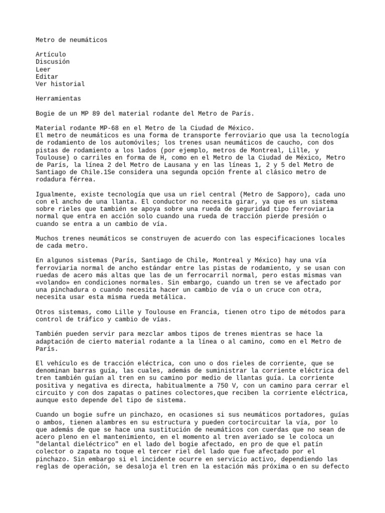 Metros de Neumáticos: Innovación y Desafíos | PDF