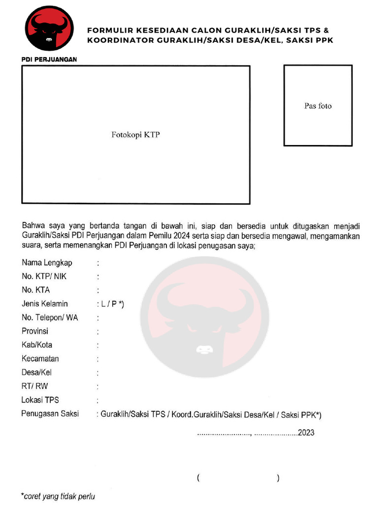 Formulir Saksi Pdi P | PDF