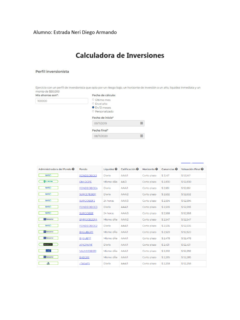 Calculadora de Inversiones | PDF
