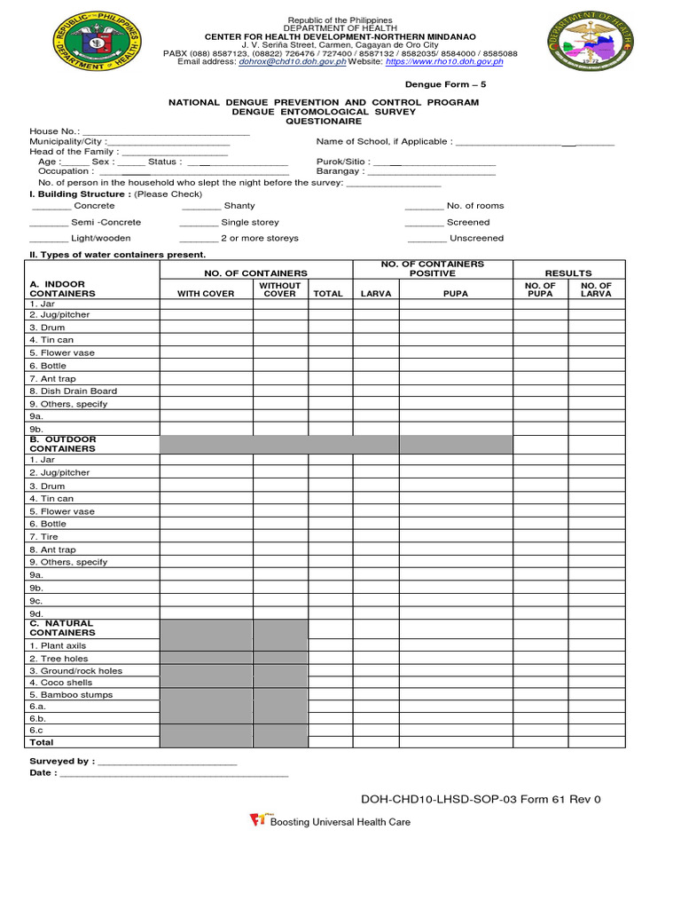Dengue Form 5 With Header Long | PDF