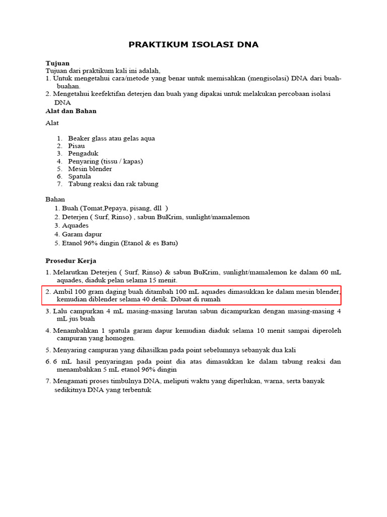 Metode Isolasi DNA dari Buah | PDF