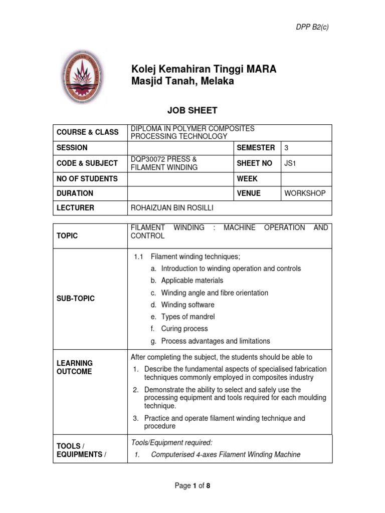 Jobsheet 1 Winding-Operation-1 | PDF | Computers | Technology & Engineering