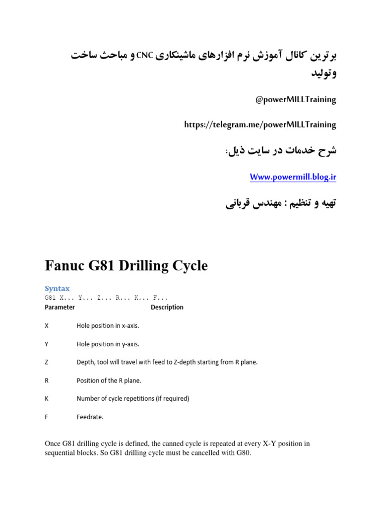 Fanuc G81 Drilling Cycle | PDF