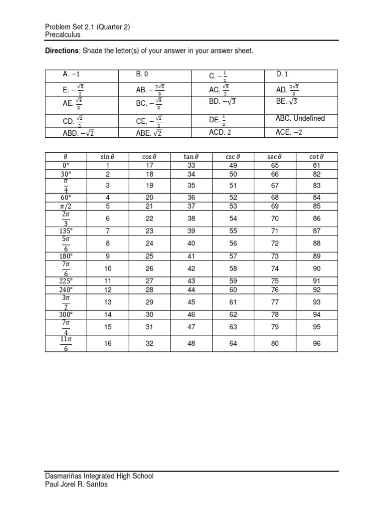 Problem Set 2.1 | PDF