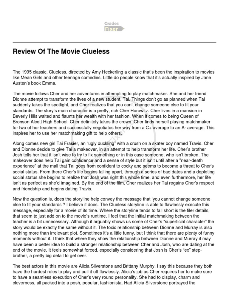 Review of The Movie Clueless | PDF
